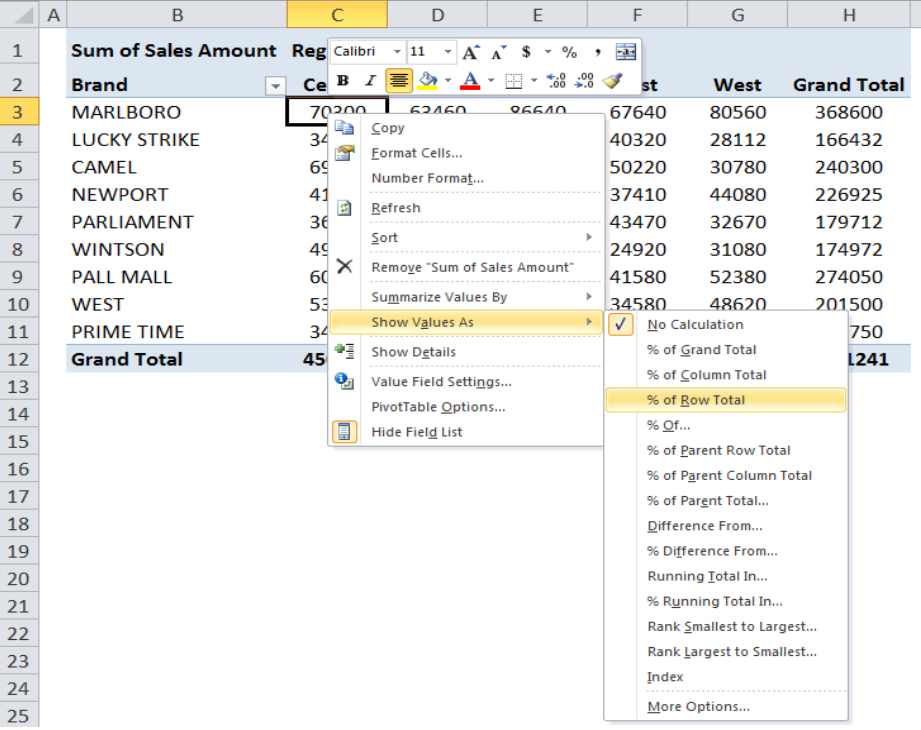 How to Show Percentages in a Pivot Table | Excelchat
