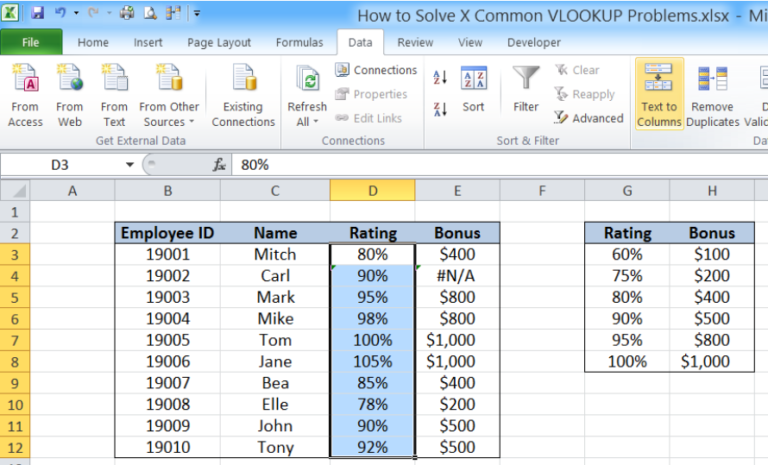 How to Solve 5 Common VLOOKUP Problems | Excelchat