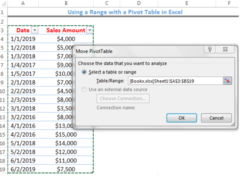 Using a Range with a Pivot Table in Excel | Excelchat