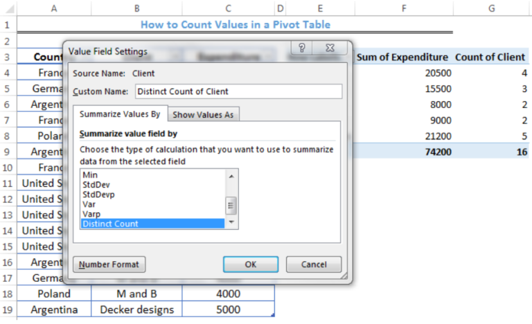 How to Count Values in a Pivot Table | Excelchat