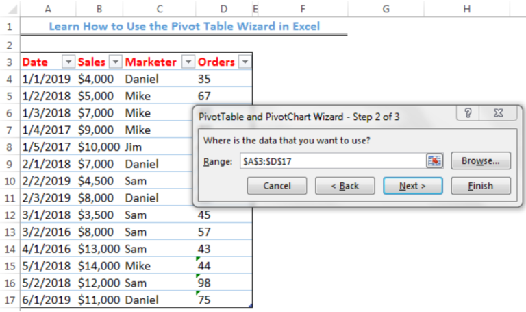 Learn How To Use The Pivot Table Wizard In Excel Excelchat