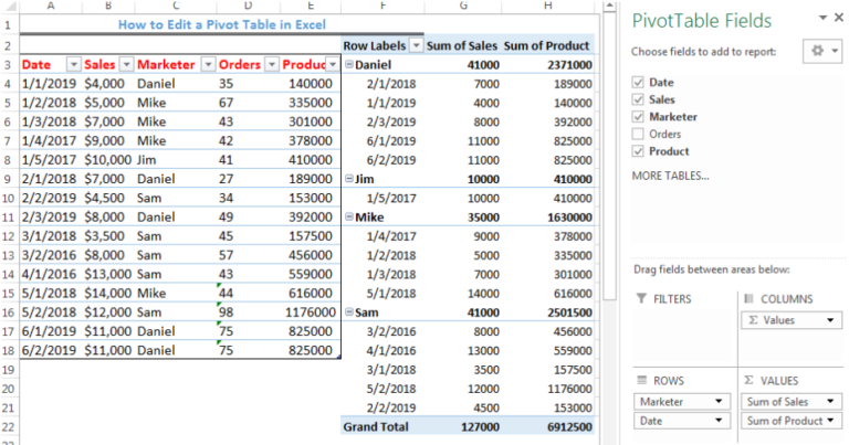 Here is How You Can Edit a Pivot Table in Excel | Excelchat