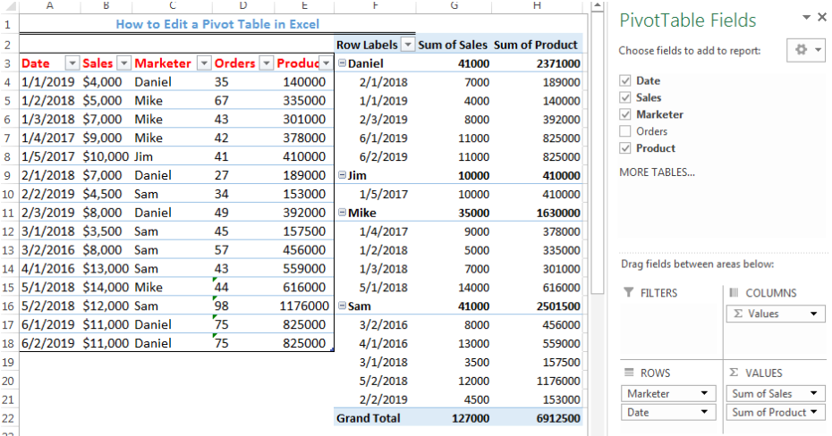 Here Is How You Can Edit A Pivot Table In Excel Excelchat