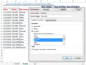How to Calculate a Subtotal in an Excel Pivot Table | Excelchat