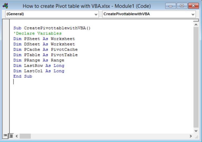 How to Create a Pivot Table with VBA in Excel | Excelchat