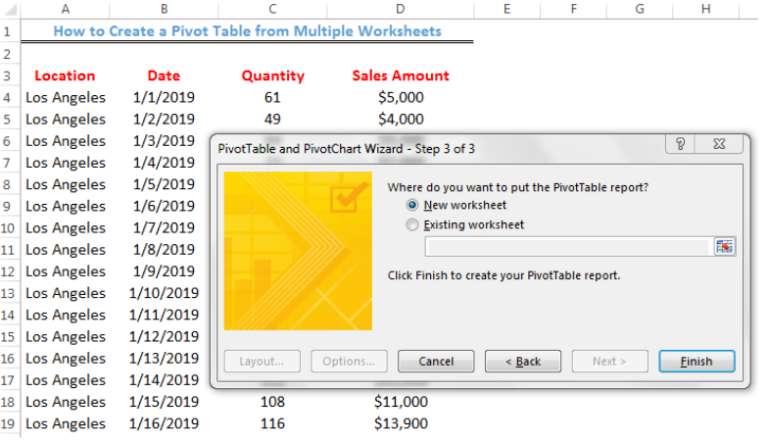 How to Create a Pivot Table from Multiple Worksheets | Excelchat