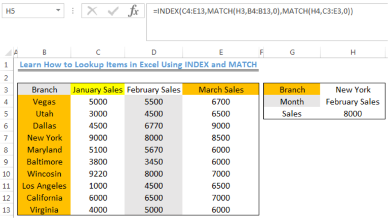 Learn How to Lookup Items in Excel Using INDEX and MATCH | Excelchat