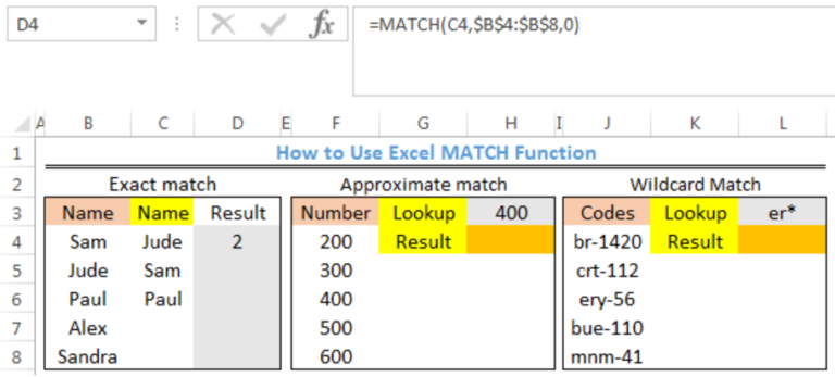 Here is How to Use Excel's MATCH Function | Excelchat