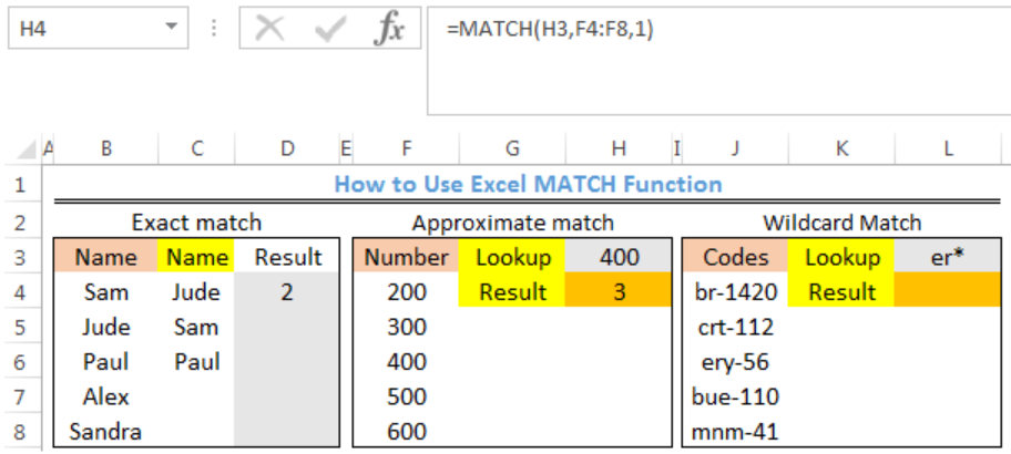 Here is How to Use Excel's MATCH Function | Excelchat