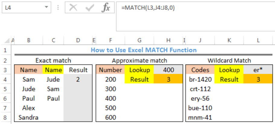 Here Is How To Use Excels Match Function Excelchat