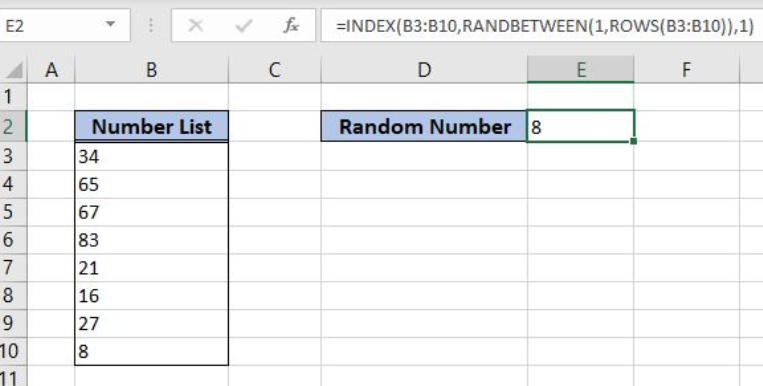 Learn How to Find a Random Number from a List in Excel | Excelchat