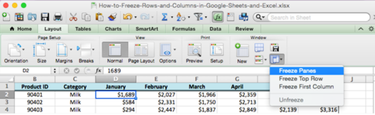 How to Freeze Rows and Columns in Google Sheets and Excel | Excelchat