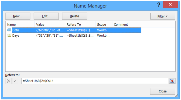 Assign name to cells and range in Excel | Excelchat