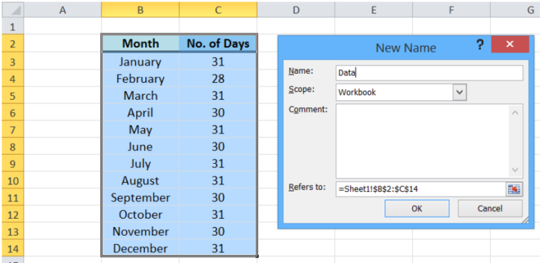 Assign name to cells and range in Excel | Excelchat