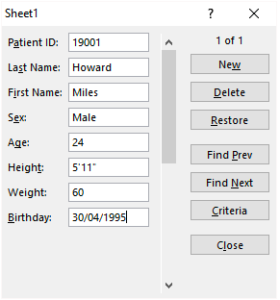 Excel data form | Excelchat