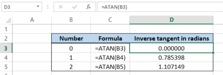 Inverse tangent in Excel - Excelchat | Excelchat