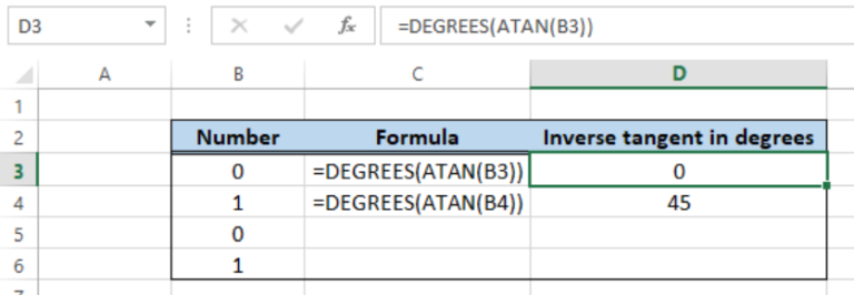 Inverse tangent in Excel - Excelchat | Excelchat