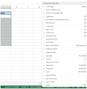 Status bar in Excel - Excelchat | Excelchat