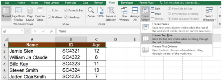 How to Repeat Header Row when Scrolling in Google Sheets and Excel ...