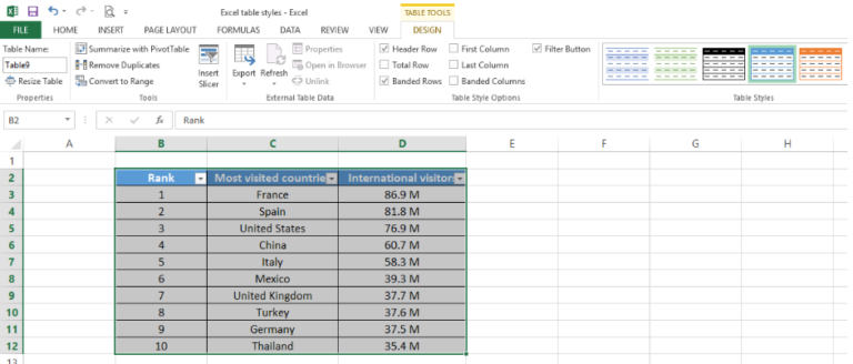 Excel table styles | Excelchat