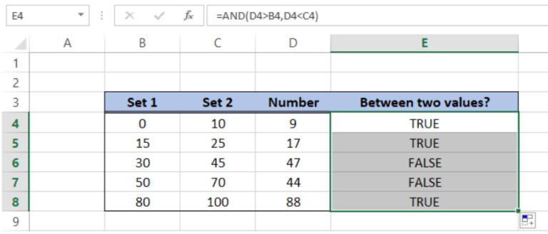 If number is between two values | Excelchat