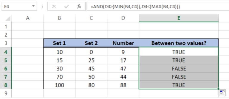 If number is between two values | Excelchat