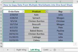 How to copy data from multiple worksheets into one Excel Sheet ...