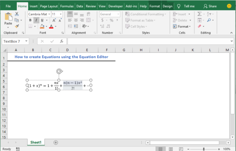 How To Create Equations Using the Equation Editor | Excelchat