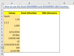 How to use the Excel ISNUMBER and ISNUMERIC VBA Function | Excelchat