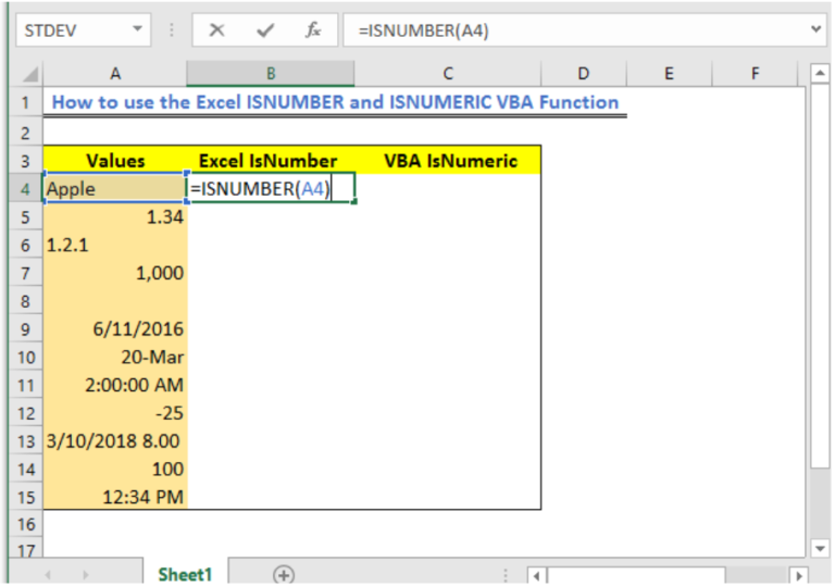 How to use the Excel ISNUMBER and ISNUMERIC VBA Function | Excelchat