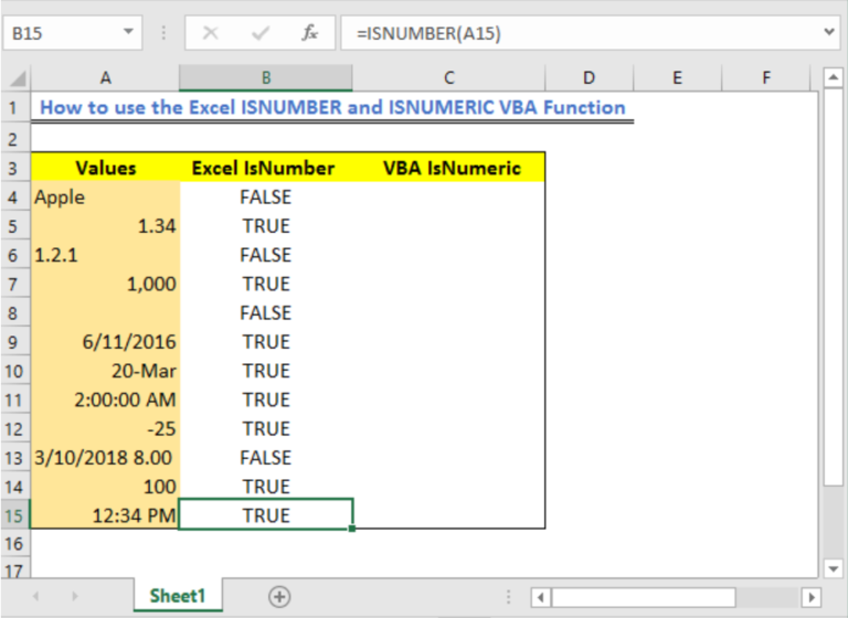 How to use the Excel ISNUMBER and ISNUMERIC VBA Function | Excelchat