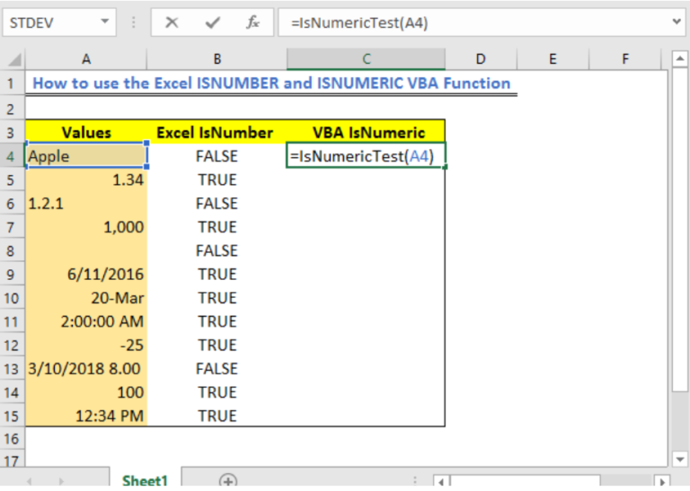 How to use the Excel ISNUMBER and ISNUMERIC VBA Function | Excelchat
