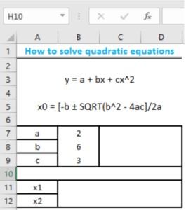 How to solve quadratic equation in excel | Excelchat