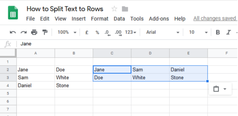 How to Split Cells and Split Text to Columns and Rows in Google Spreadsheet | Excelchat