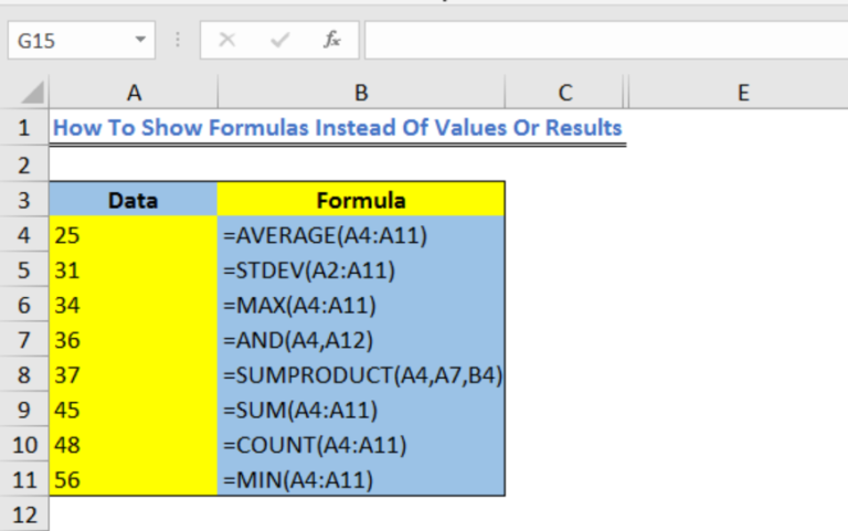 How to Show Formulas Instead of Values or Results | Excelchat