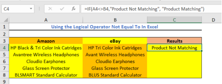 Using the Logical Operator Not Equal To In Excel | Excelchat